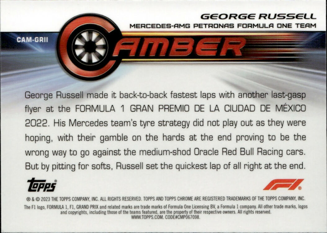 2023 Topps Chrome Formula 1 Camber #CAM-GRII George Russell - Mercedes ...