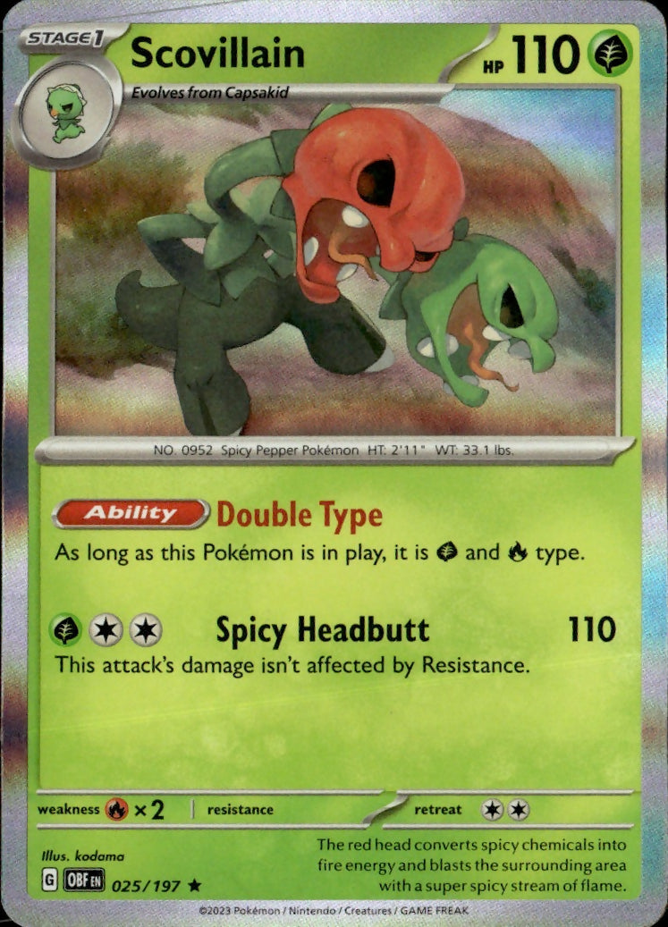 SV03 Obsidian Flames Holo Pokemon #025/197 Scovillain – US Sports Cards ...